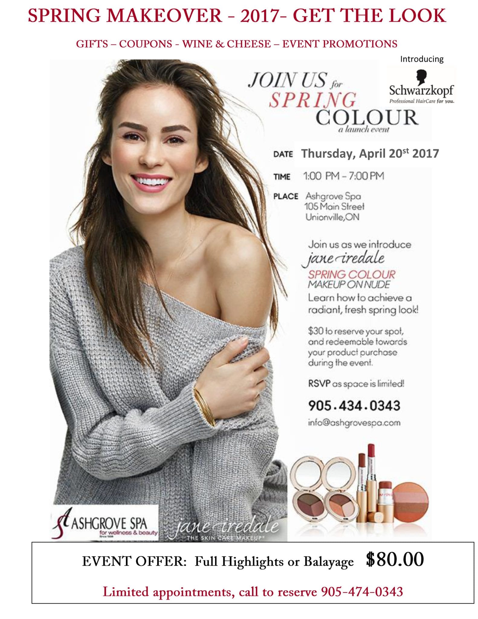 MAKEOVER EVENT Thursday, April 20th - Ashgrove Spa